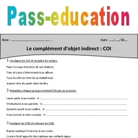 COI - Complément d'objet indirect - Exercices avec correction : 6ème ...