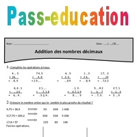 Nombres décimaux - Addition - Exercices : 6ème Harmos - PDF à imprimer