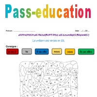 Présent des verbes en ER - Coloriage magique : 4ème Harmos - PDF à imprimer