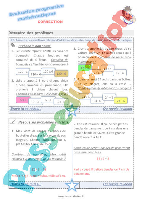 Résoudre des problèmes relevant d’additions, de soustractions, de ...